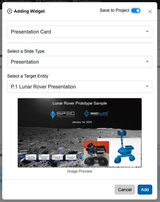 Presentations Card Widget