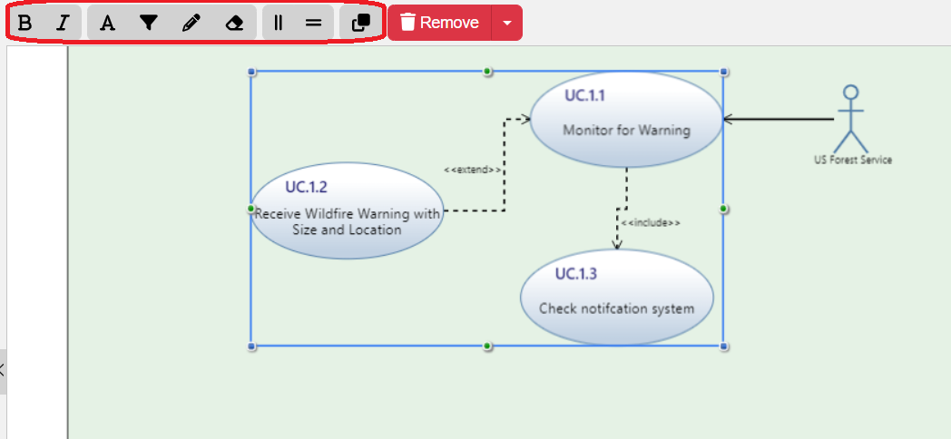 Use Case Diagram Modifications & Settings